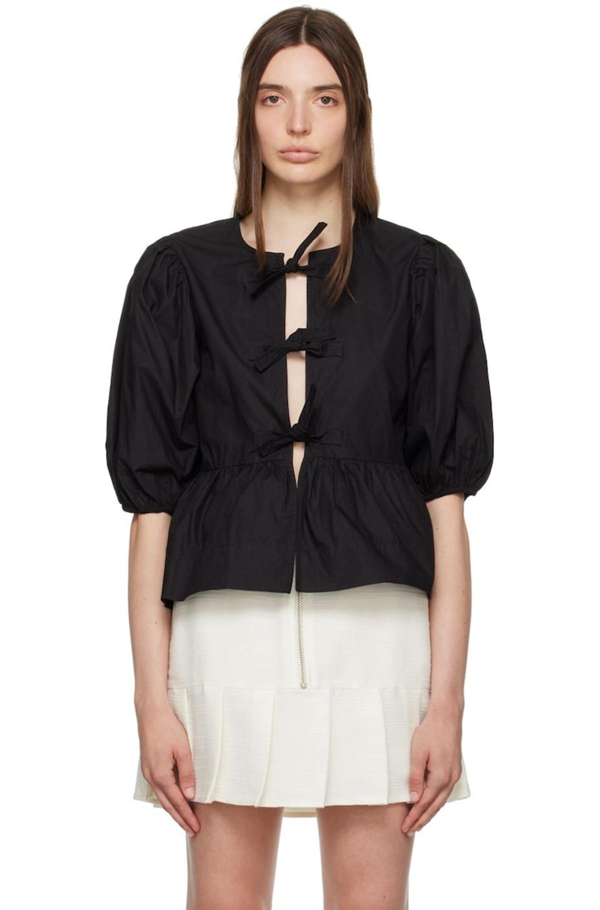 GANNI Peplum Blouse - Black | Garmentory
