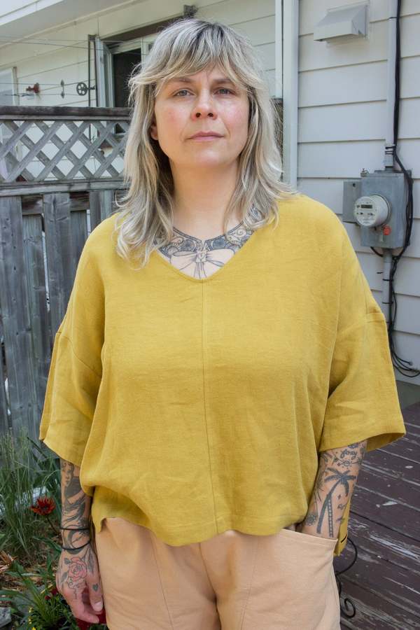 Amanda Moss Easy V Top - Golden | Garmentory