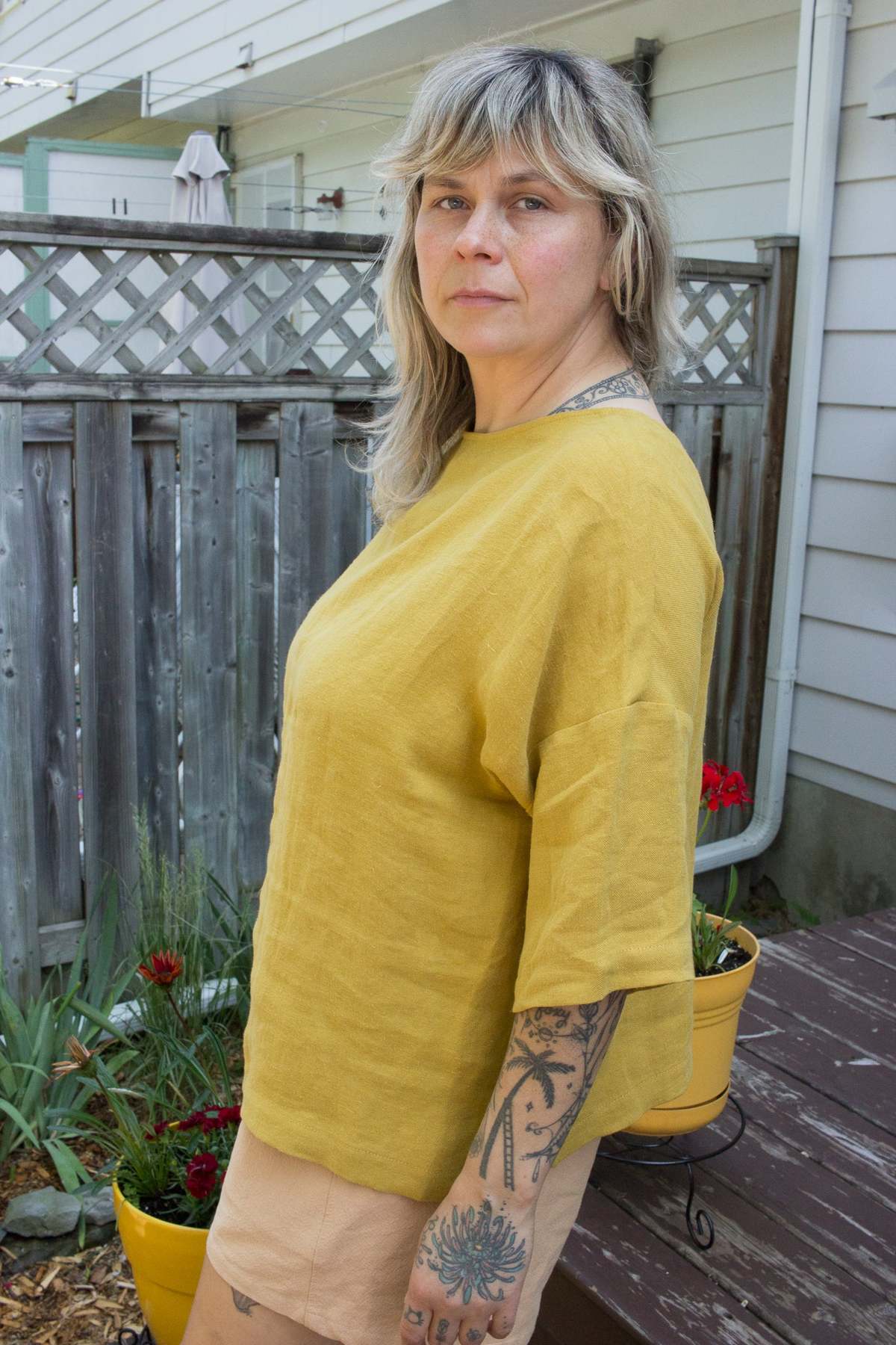 Amanda Moss Easy V Top - Golden | Garmentory