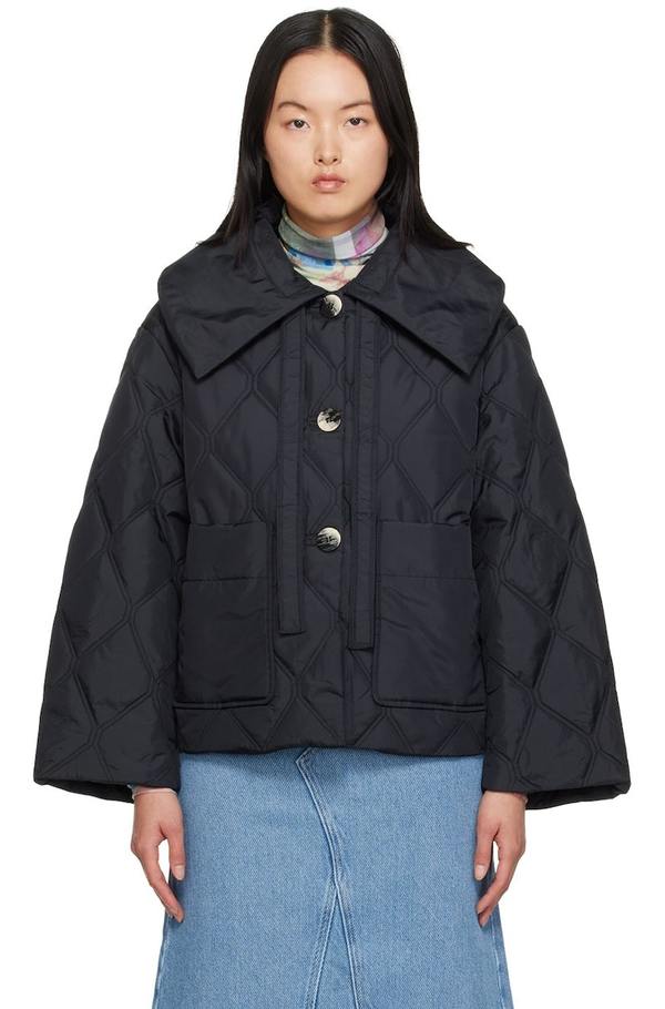 Ganni Quilted Jacket - Black | Garmentory