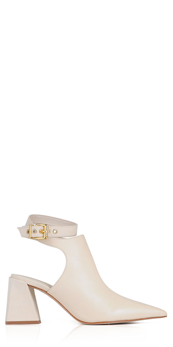 Schutz Kala Leather Cutout Heels - Eggshell | Garmentory