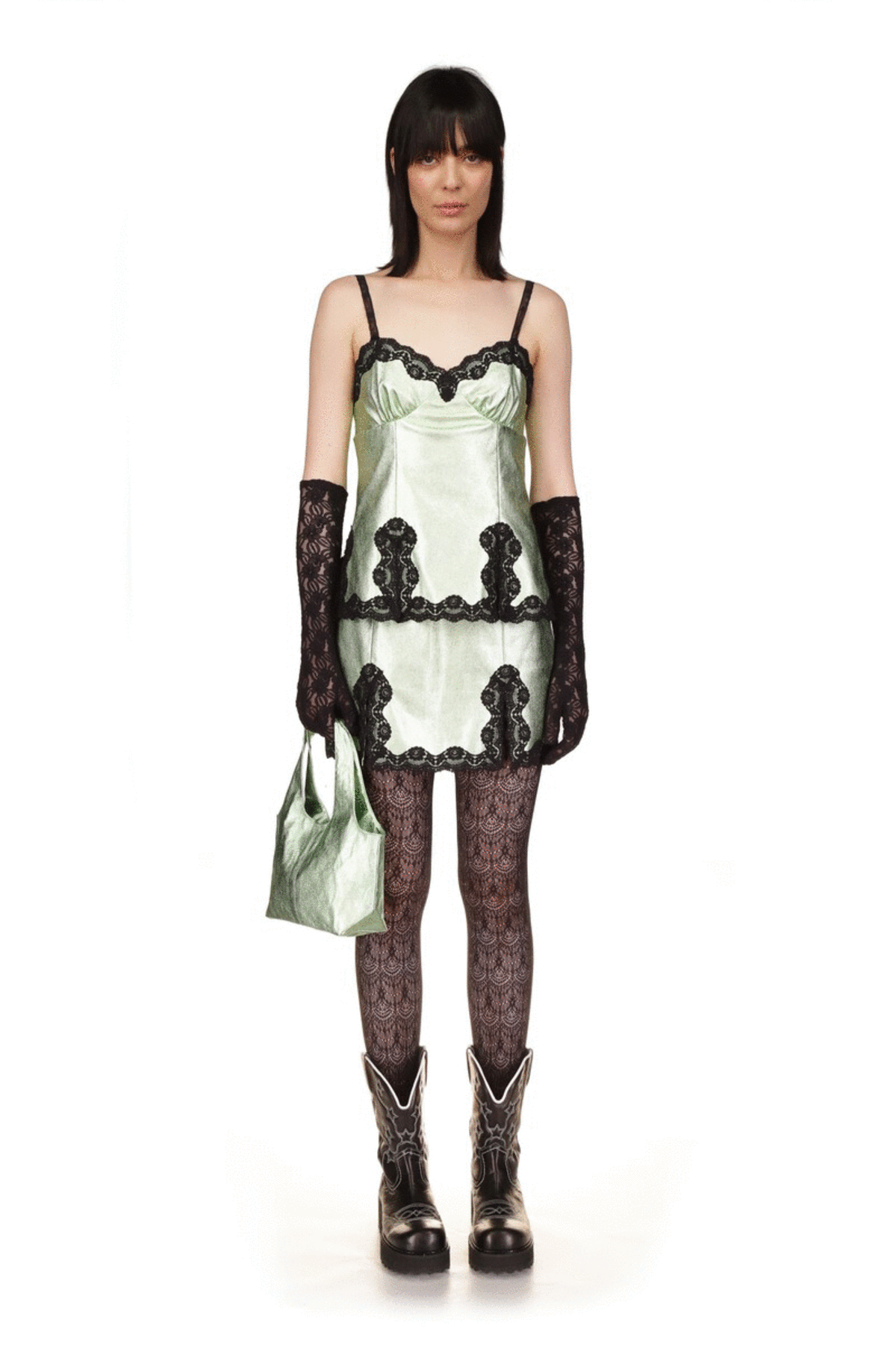 Anna Sui Metallic Leather Mini Skirt - Peppermint | Garmentory