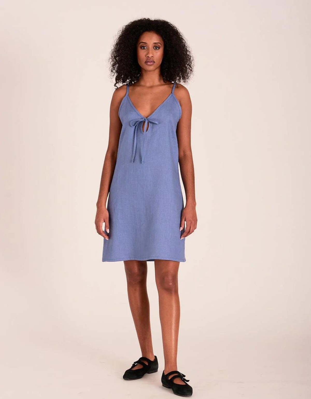 Eliza Faulkner Drew Slip Dress - Periwinkle Blue Linen | Garmentory