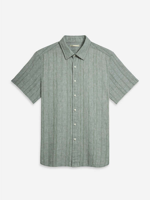 O.N.S Arik Dobby Check Shirt - Olive/White Check | Garmentory