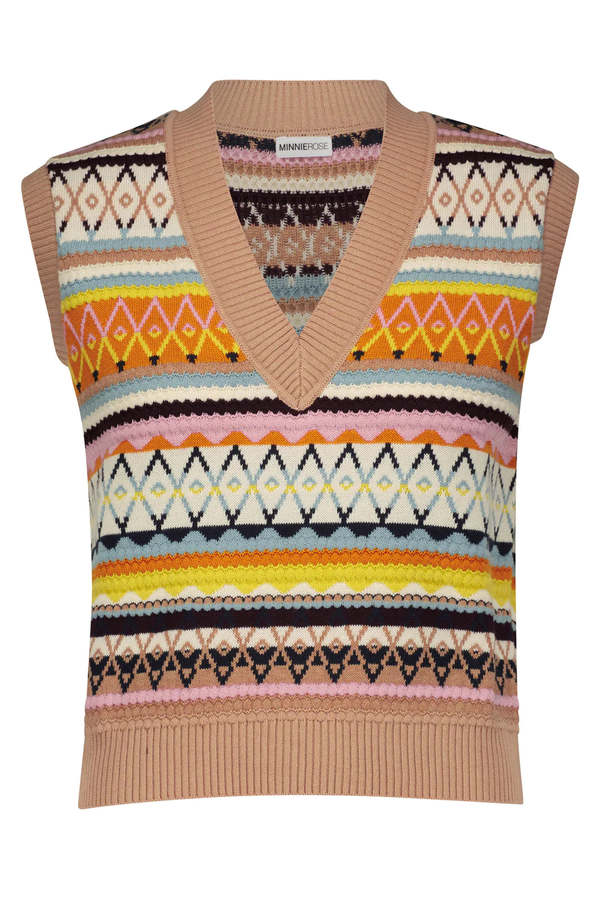 Minnie Rose Cotton Fair Isle Vest | Garmentory