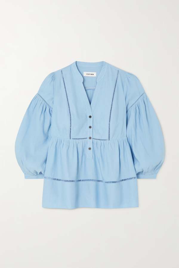 Cefinn Callie Linen-blend Shirt - Blue | Garmentory