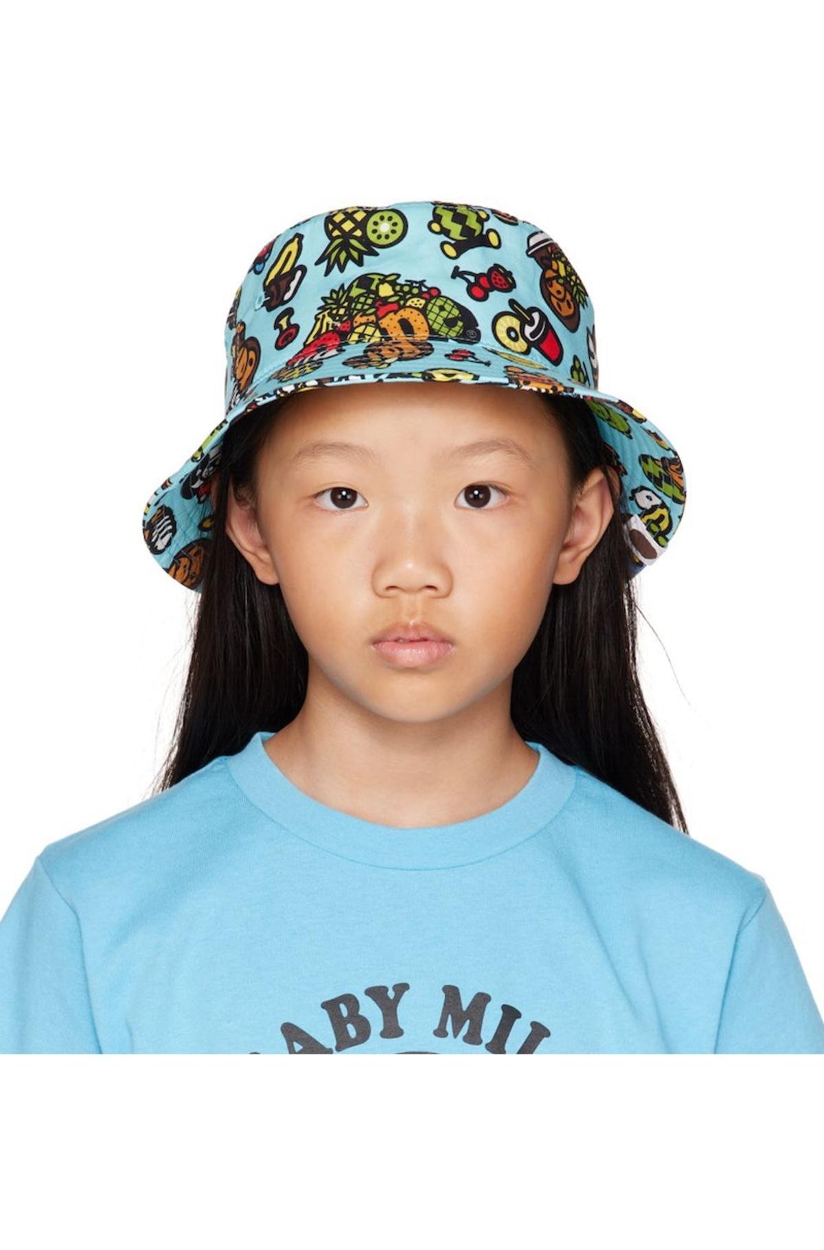 Kids Bape Baby Milo Mixed Fruit Bucket Hat - Blue | Garmentory