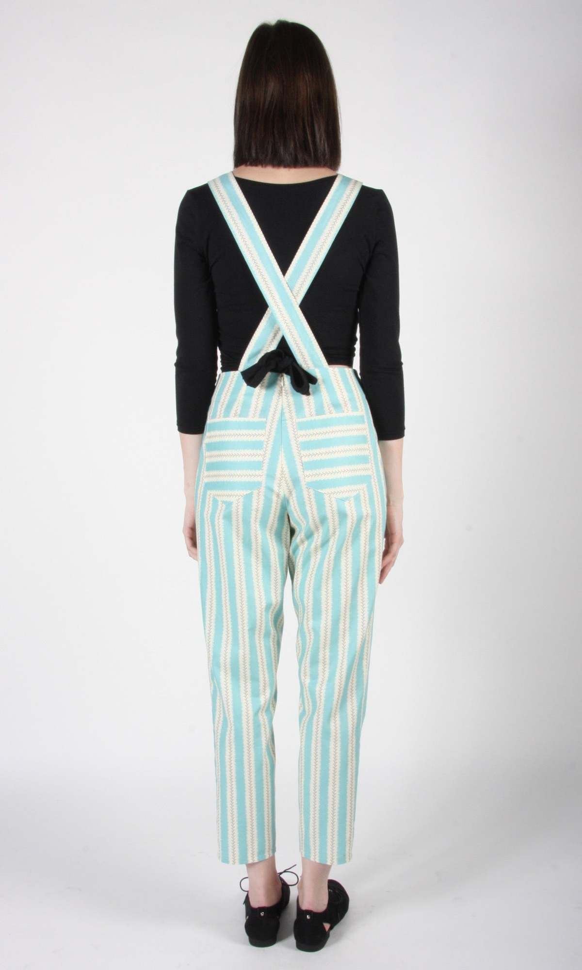 Birds of North America Bunting Overalls - Sea Stripe | Garmentory