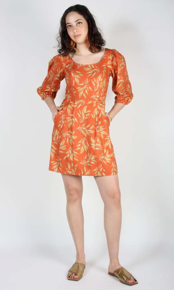 Birds of North America Courian Dress - Autumn Wheat | Garmentory