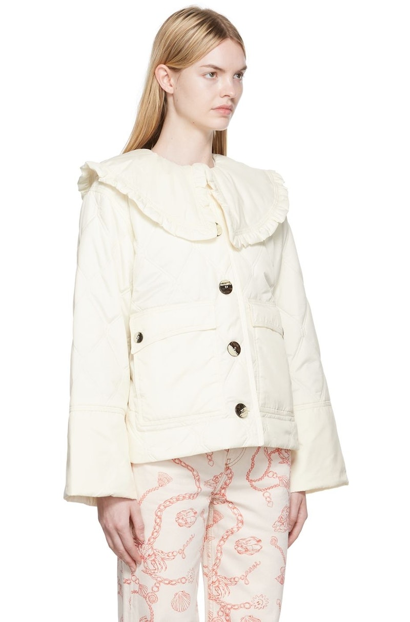 Ganni Quilted Jacket - Egret | Garmentory