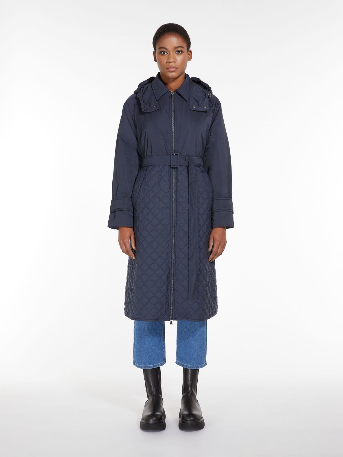 Weekend Max Mara Padded Showerproof Coat - Navy | Garmentory