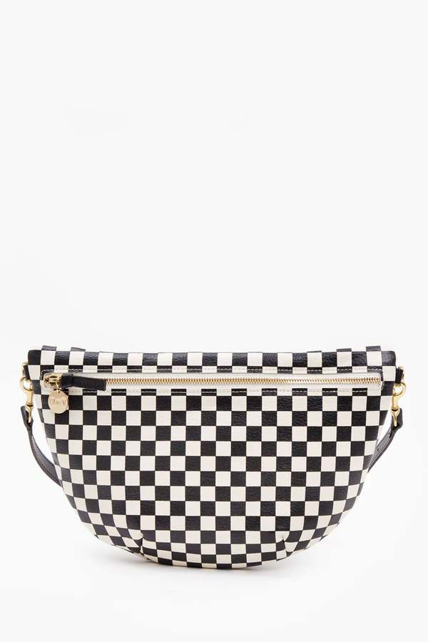 Clare V. Grande Fanny - Cream Chantal White/Black Checkers | Garmentory