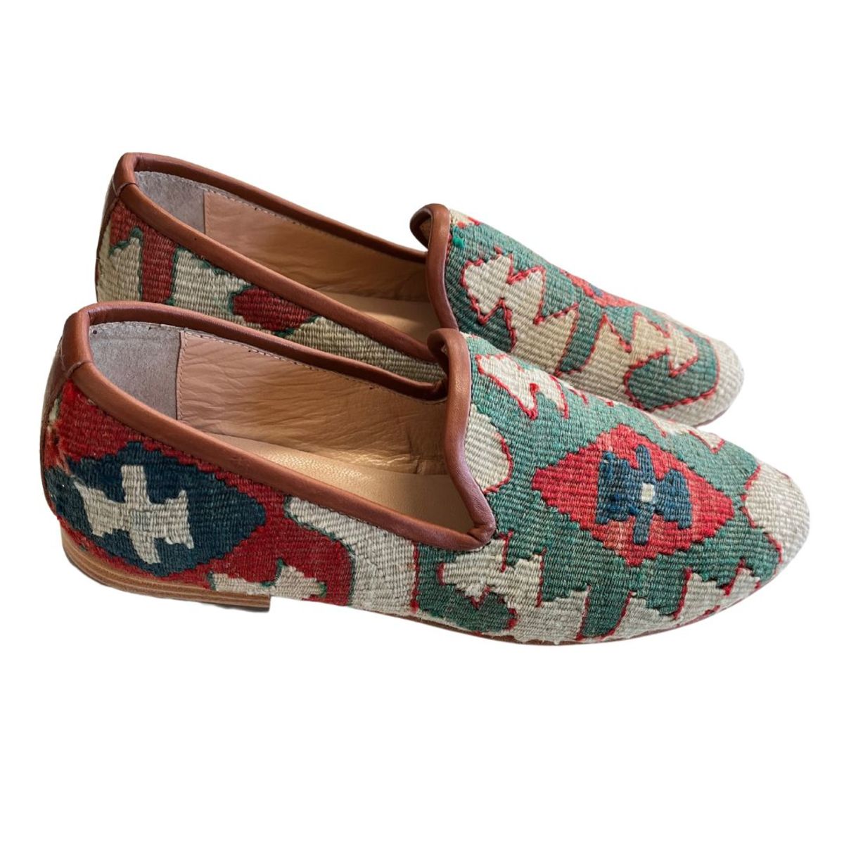 Ocelot Market Turkish Kilim Loafers - Dark Green/Cream | Garmentory