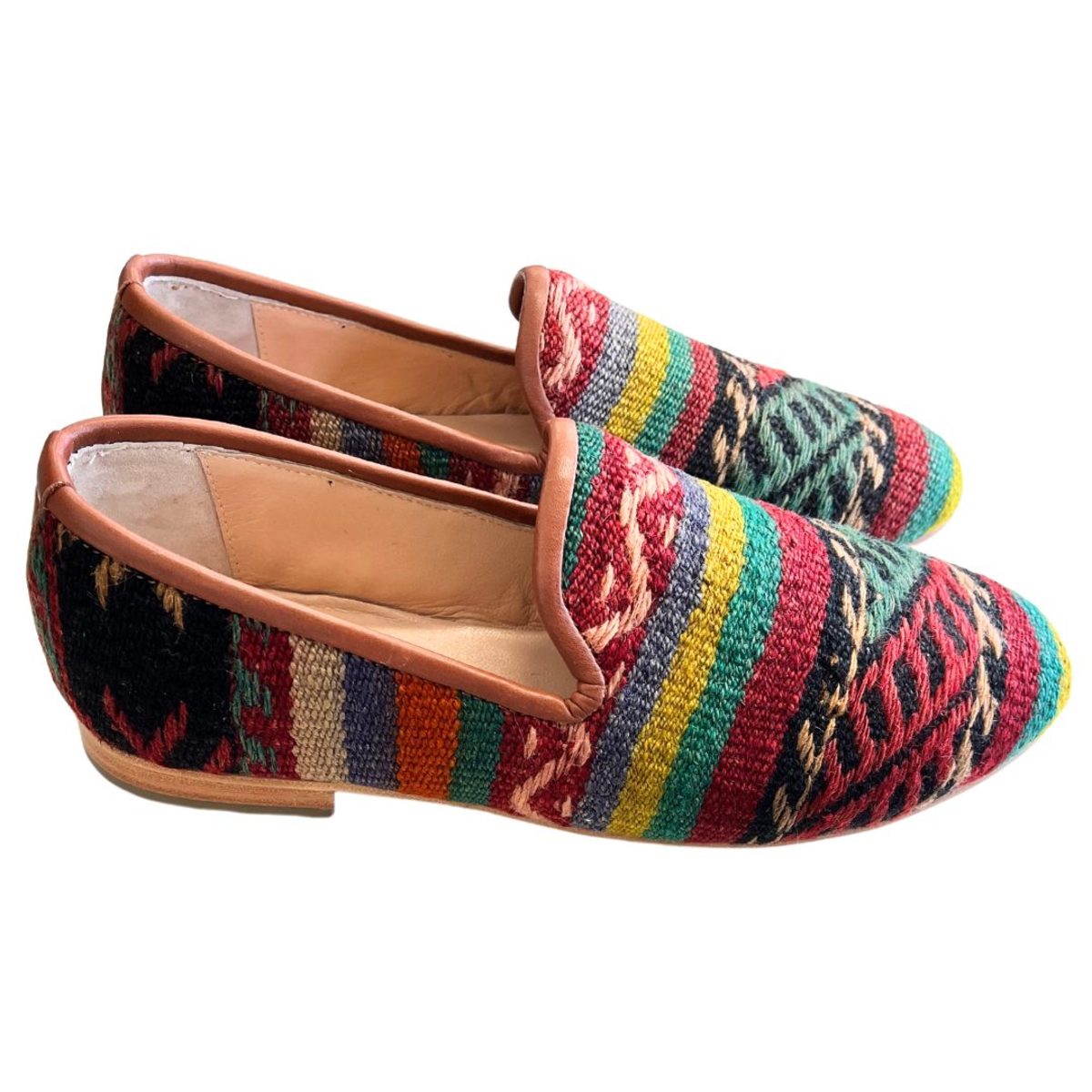 Ocelot Market Turkish Kilim Loafers - Red Multicolor/Patterns | Garmentory