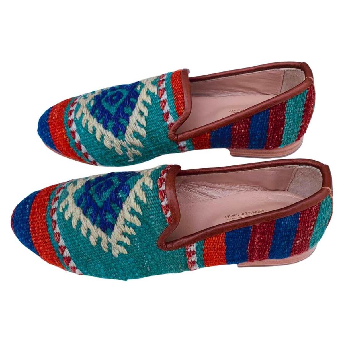 Ocelot Market Turkish Kilim Loafers - Teal/Pattern | Garmentory
