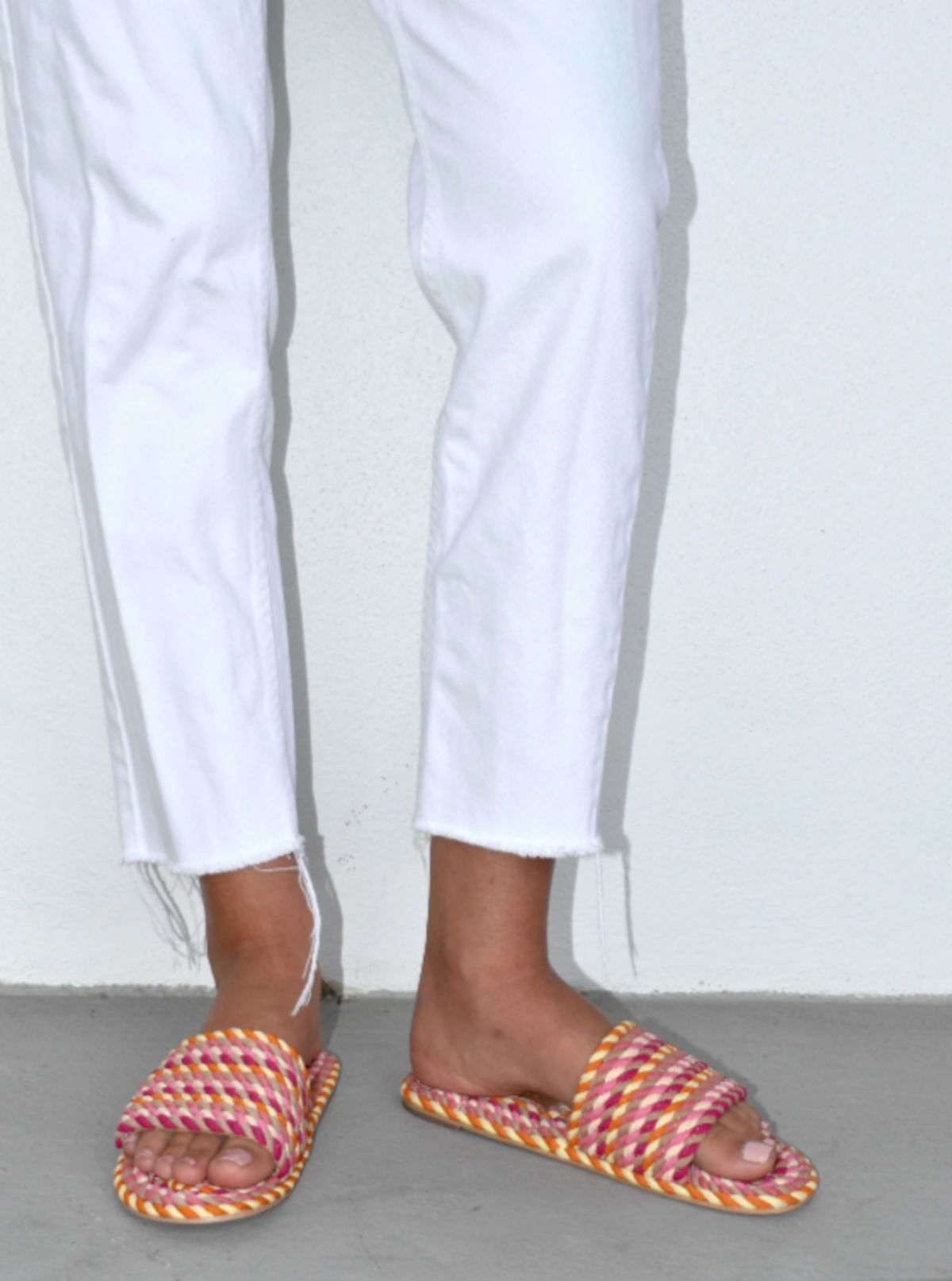 Salt + Umber. Sunny Vegan Rope Slides - Pink/Orange | Garmentory