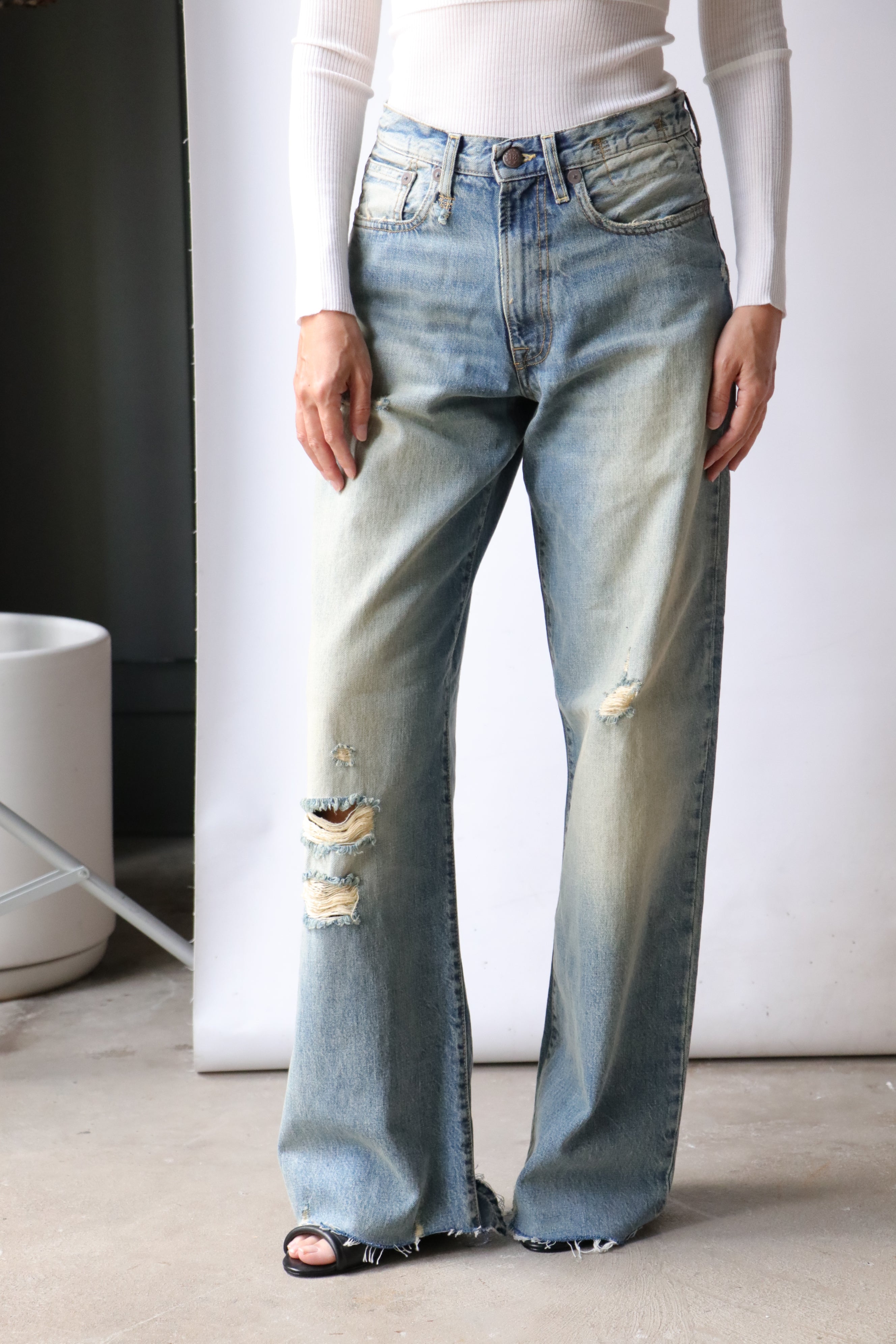 R13 D'arcy Loose Jean w/ Rips - Hester Blue | Garmentory