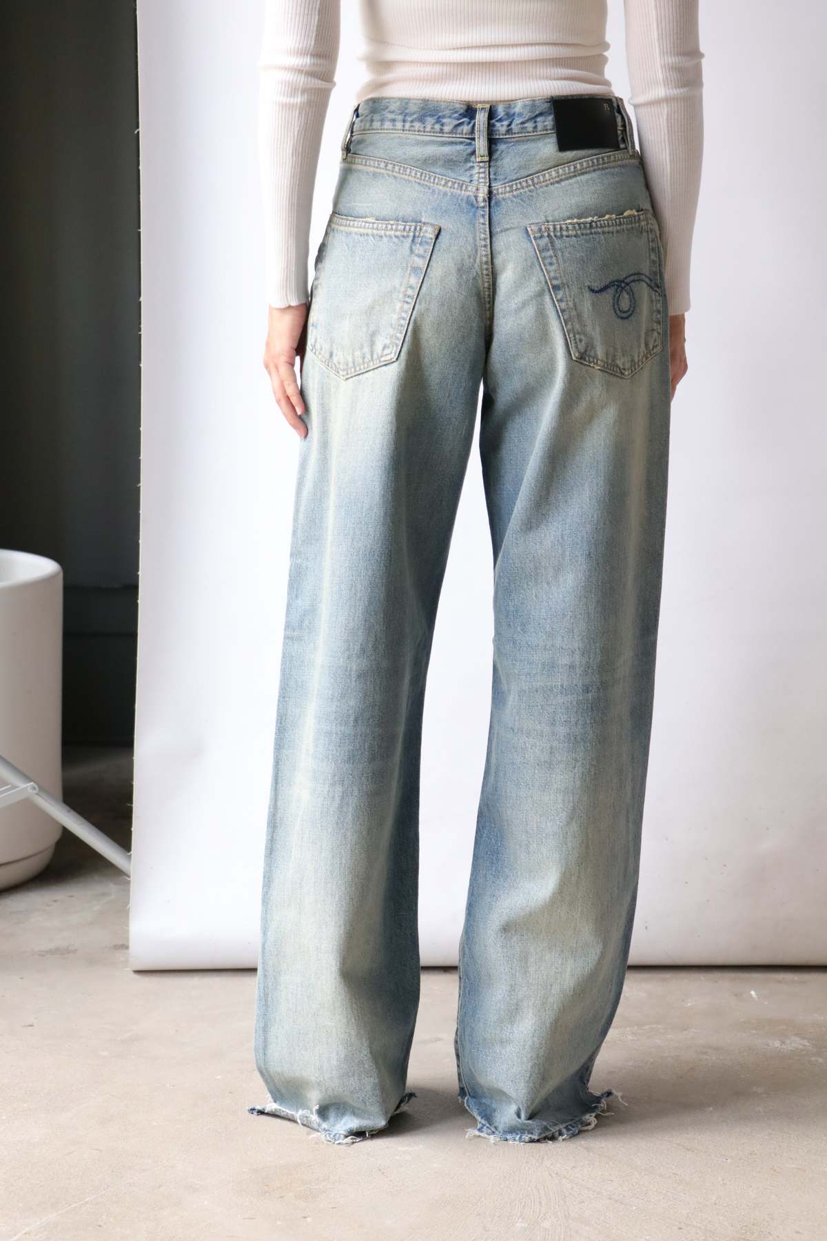 R13 D'arcy Loose Jean w/ Rips - Hester Blue | Garmentory