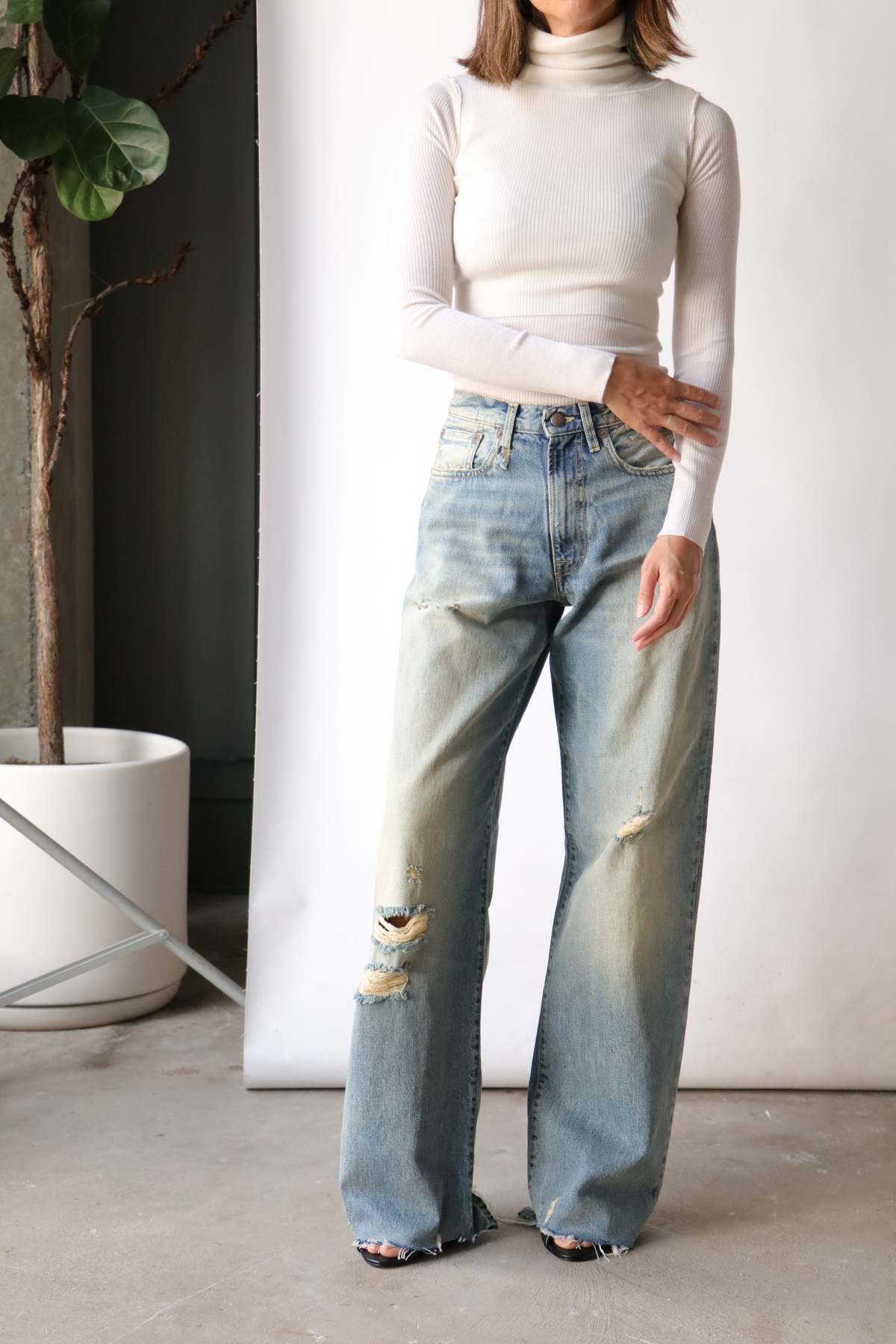 R13 D'arcy Loose Jean w/ Rips - Hester Blue | Garmentory
