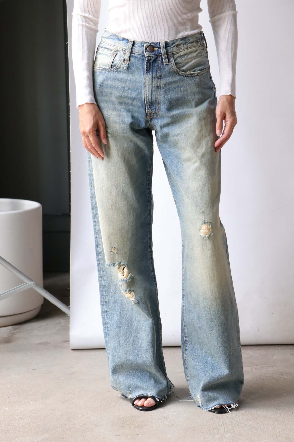 R13 D'arcy Loose Jean w/ Rips - Hester Blue | Garmentory