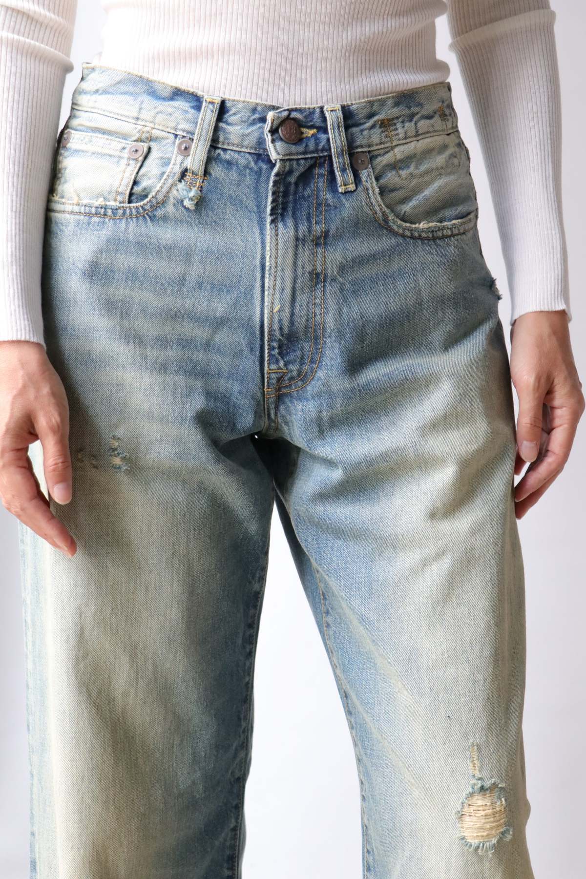 R13 D'arcy Loose Jean w/ Rips - Hester Blue | Garmentory