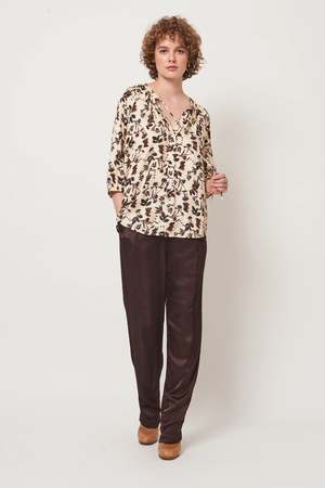Raquel Allegra Poet Top - Cream Flowers | Garmentory