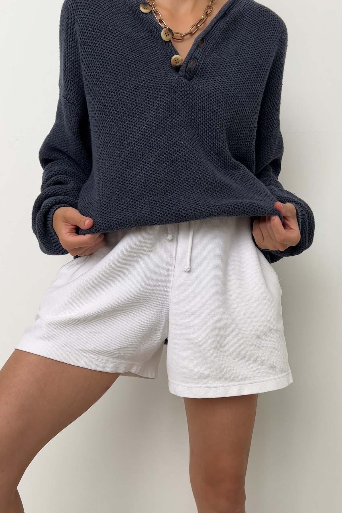 Vintage Ancre Ramie Blend Knit Henley Sweater | Garmentory