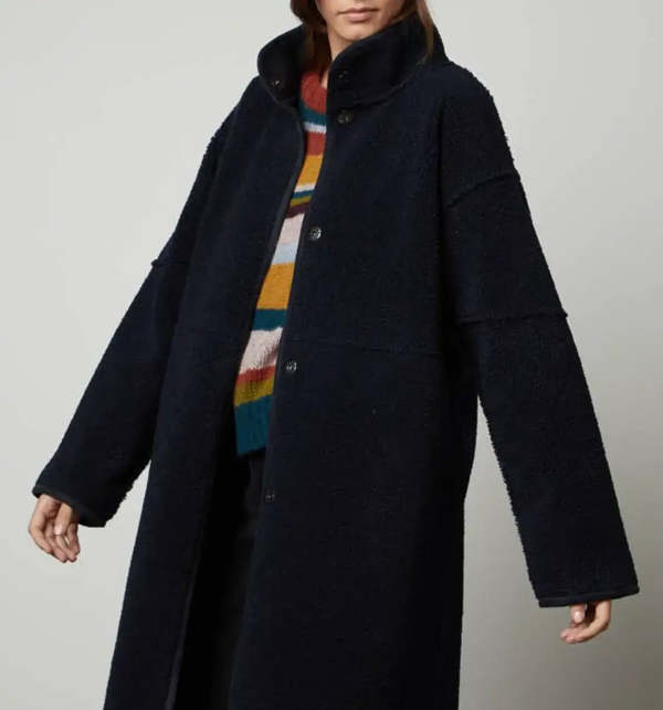 Velvet Cara long sherpa Jacket - Navy | Garmentory