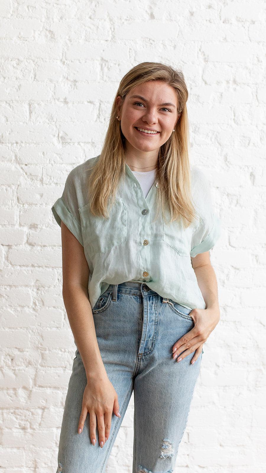 Bella Dahl Button Down - Sage Mist | Garmentory