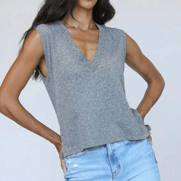 Perfect White Tee Margot V Neck - Heather Grey | Garmentory