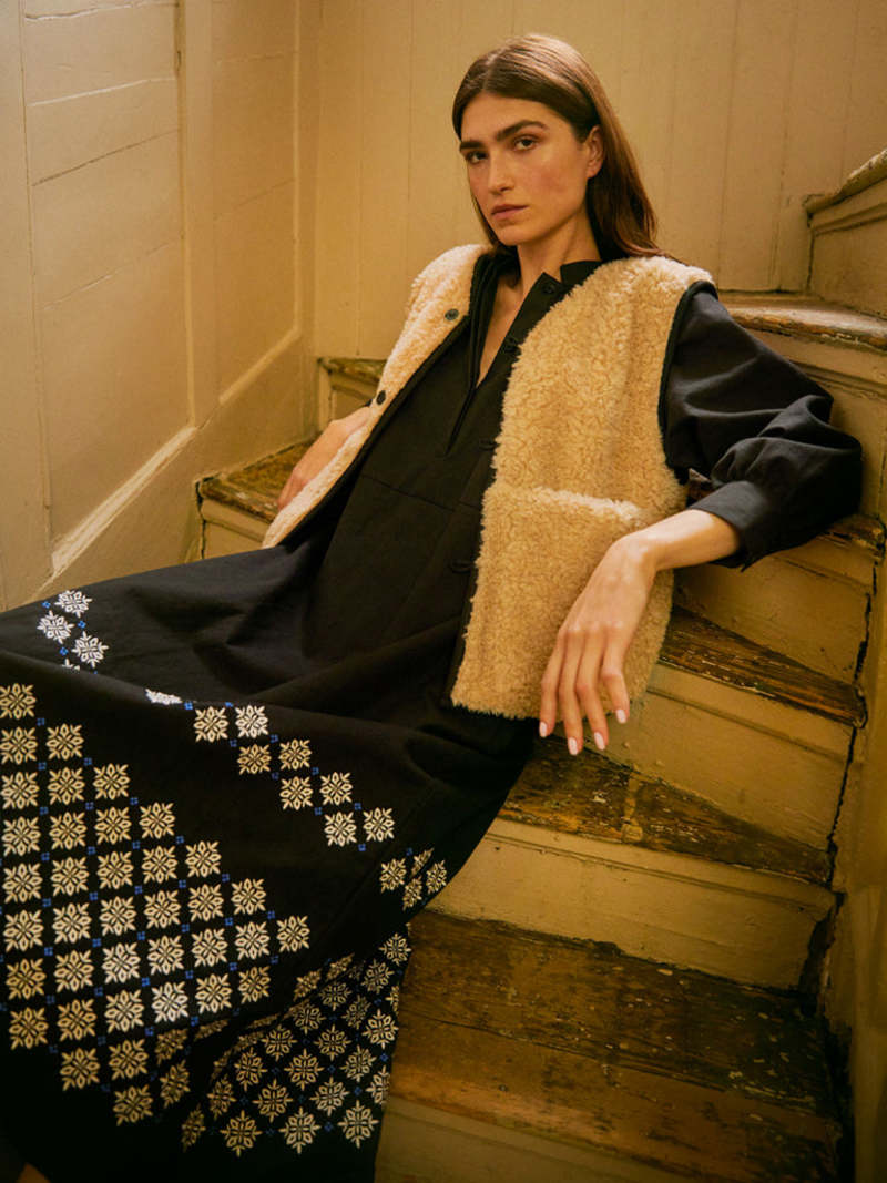 Sideline Taylor Gilet in Sherling & Black | Garmentory