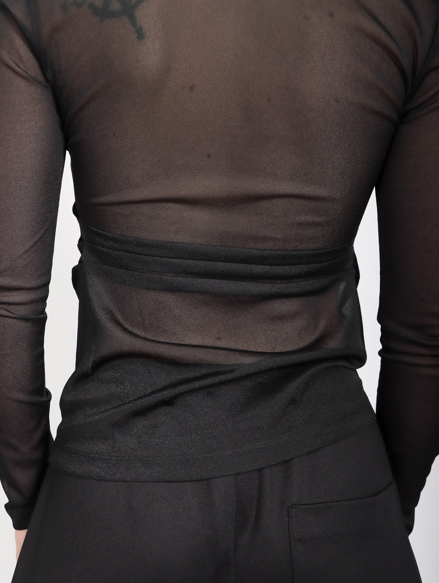 Tibi Sheer Gauze Long Sleeve Top - Black | Garmentory