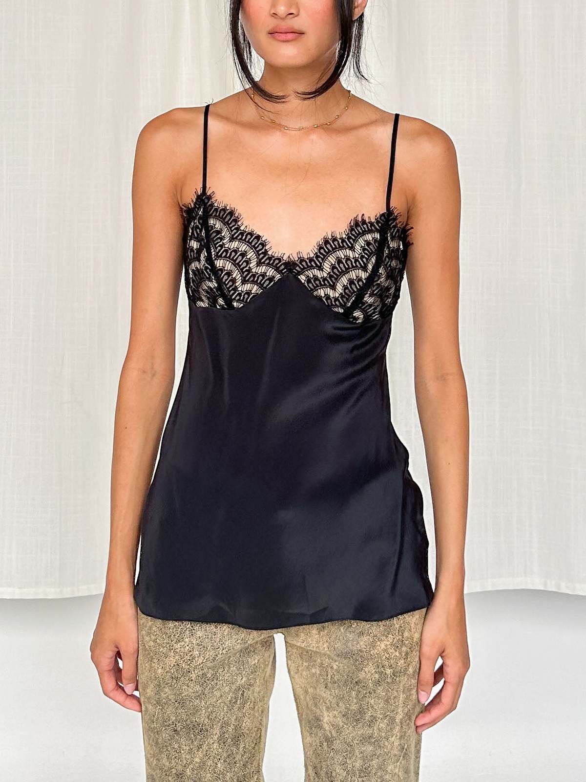 Lace Silk Cami - Black | Garmentory