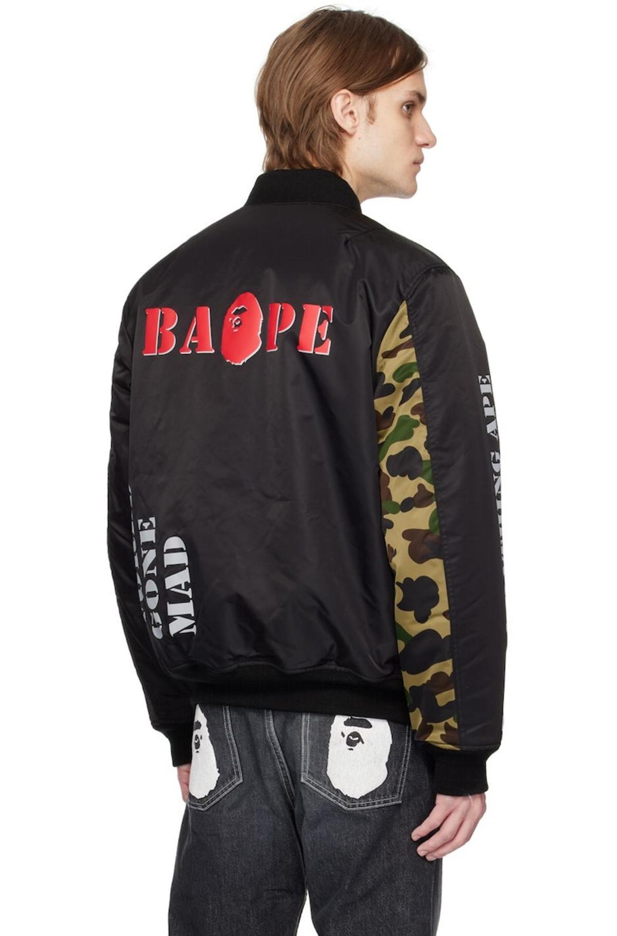 Bape Stencil MA-1 Bomber Jacket - Black | Garmentory