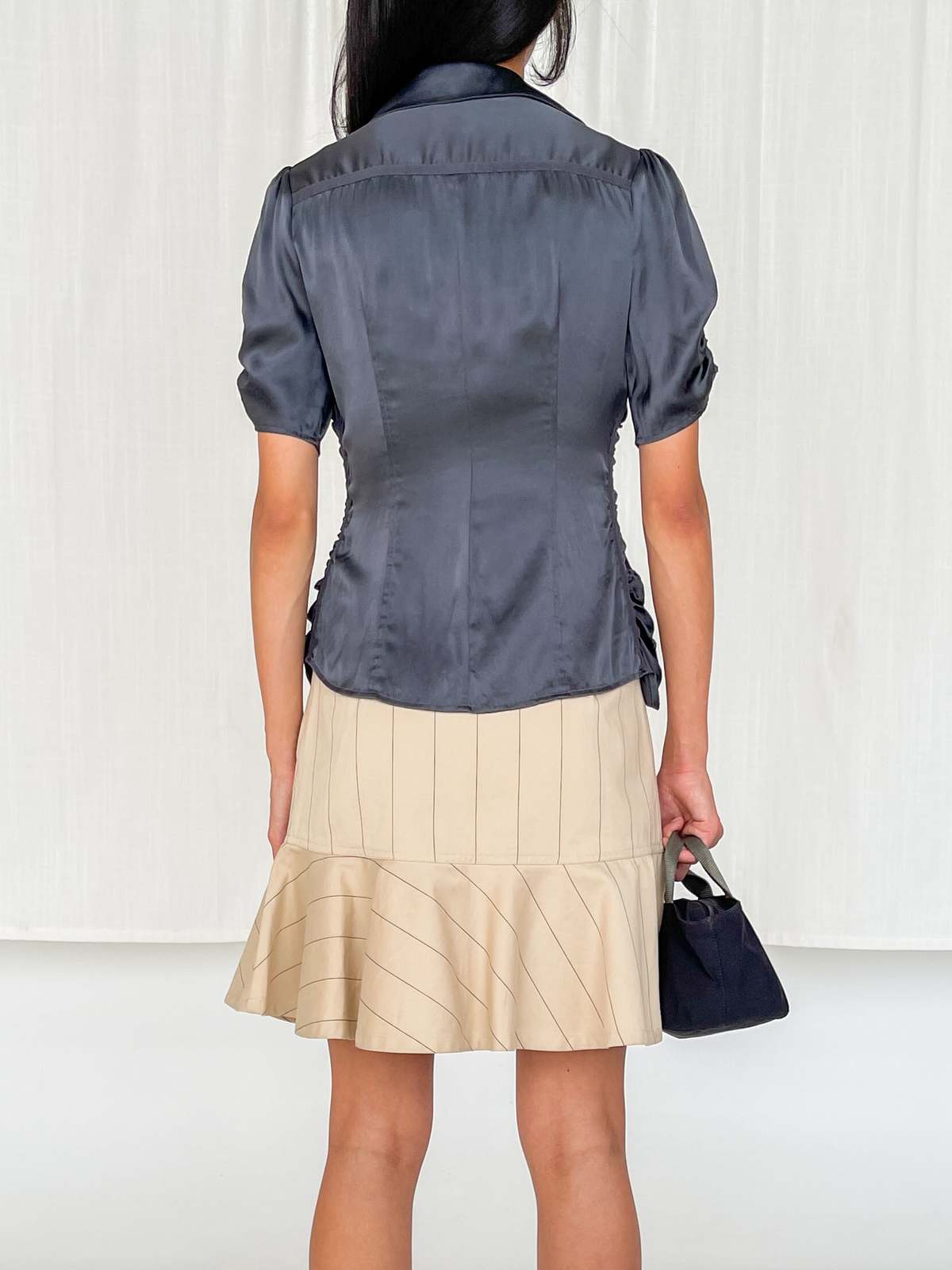 Silk Ruched Blouse - Slate | Garmentory