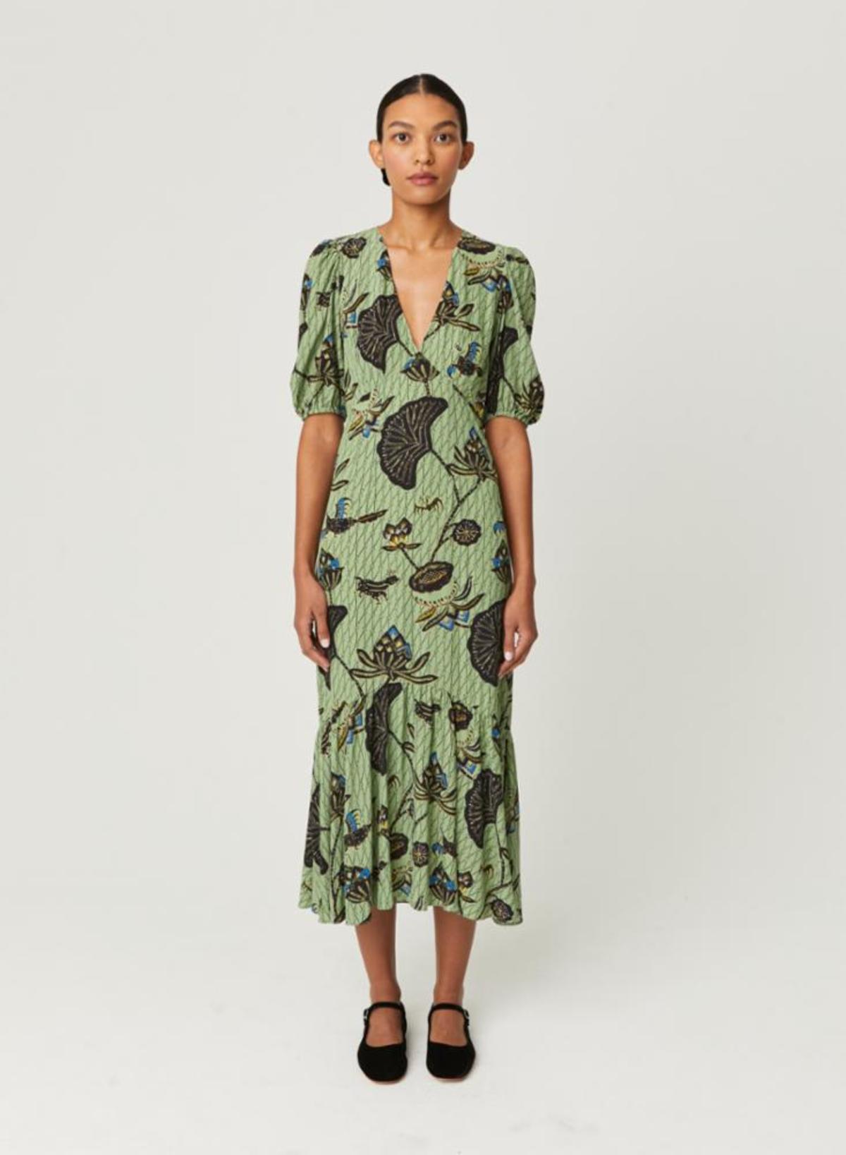 Rhode Resort Ester Batik Lotus Dress - Jade Multi | Garmentory