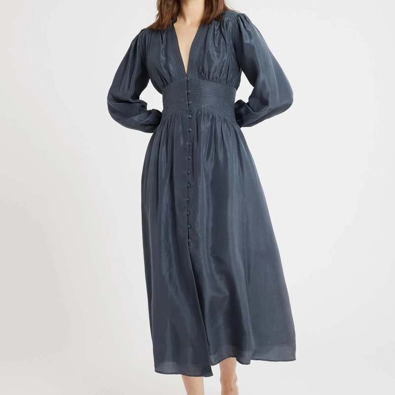 Mille Anya Silk Dress - Navy Washed | Garmentory