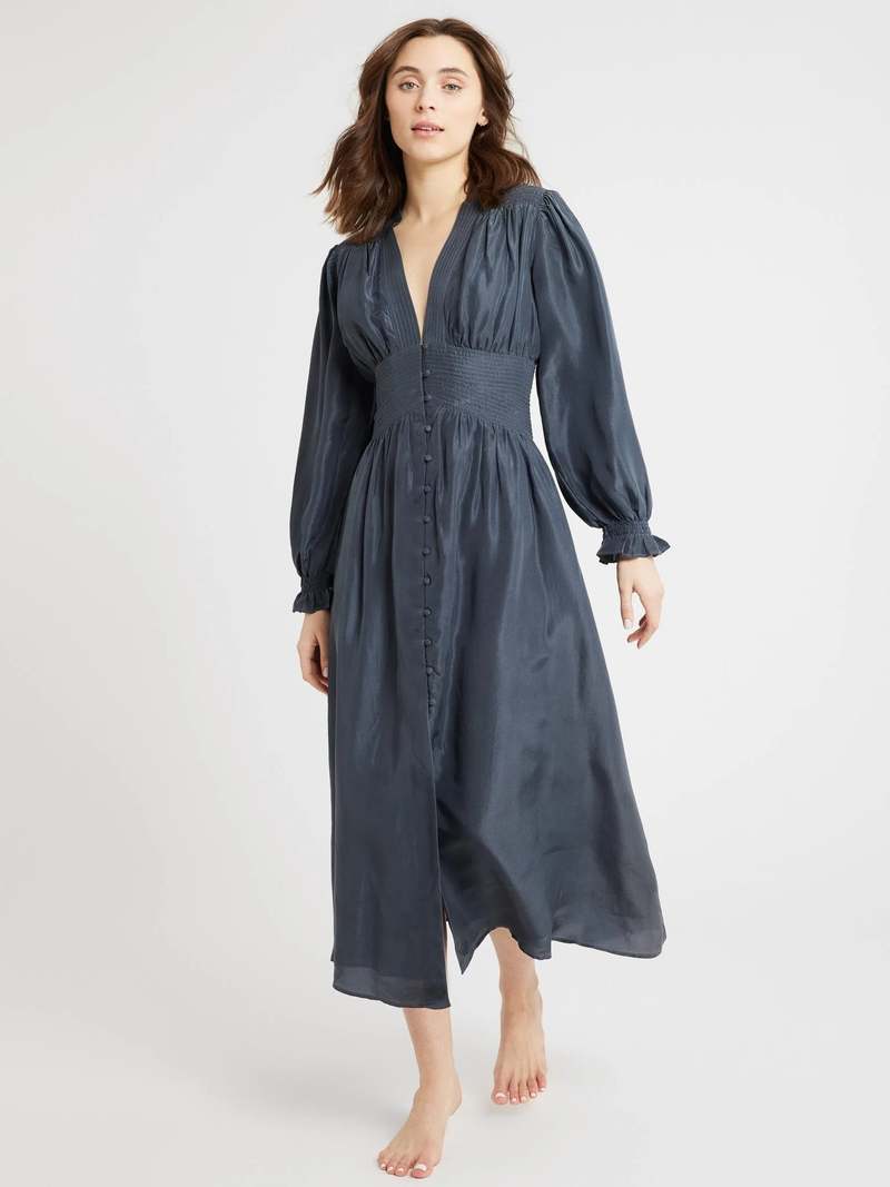 Mille Anya Silk Dress - Navy Washed | Garmentory