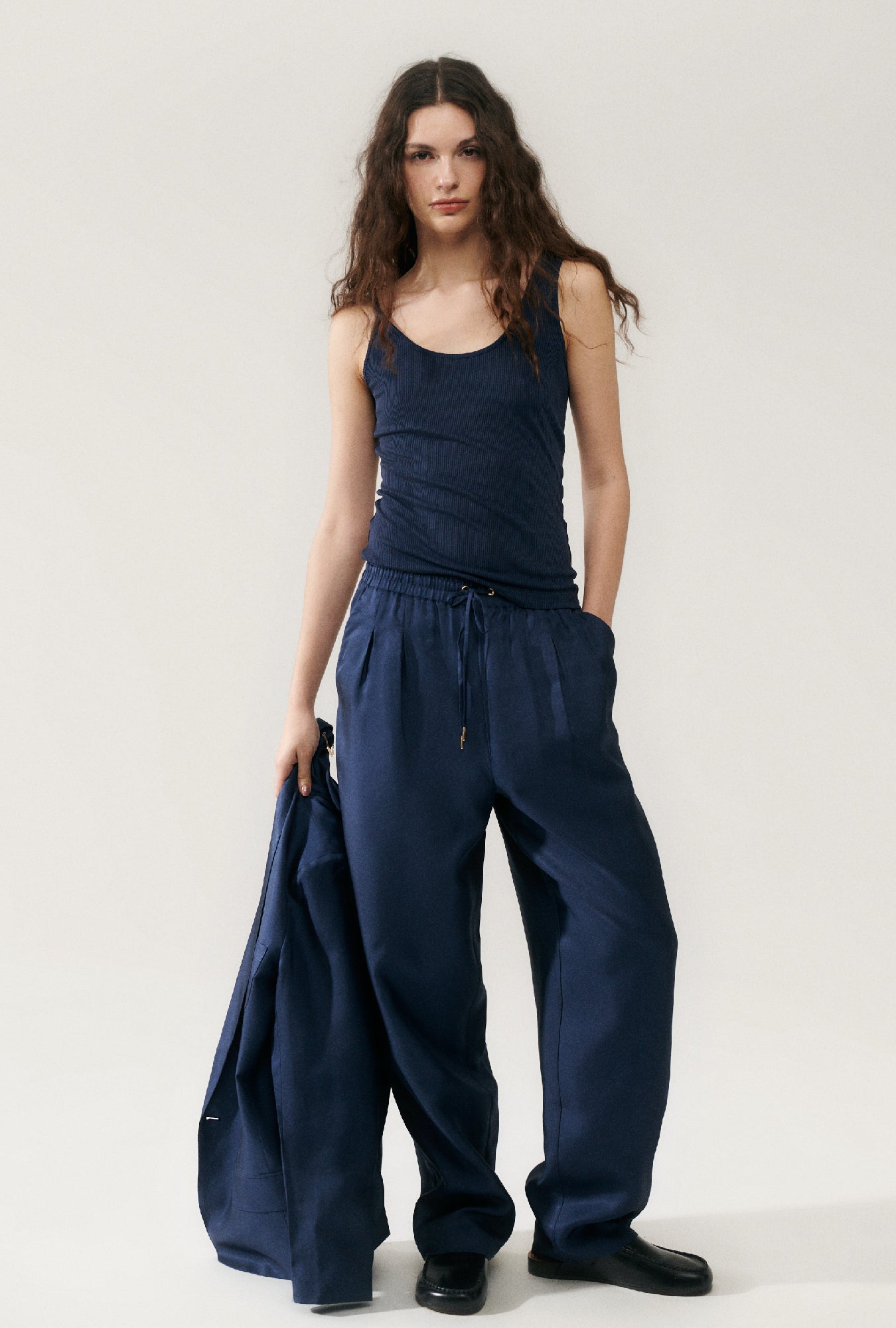 Silk Laundry RIBBED TANK - MIDNIGHT | Garmentory