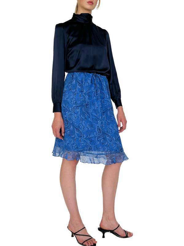 Paisley Silk Ruffle Skirt | Garmentory