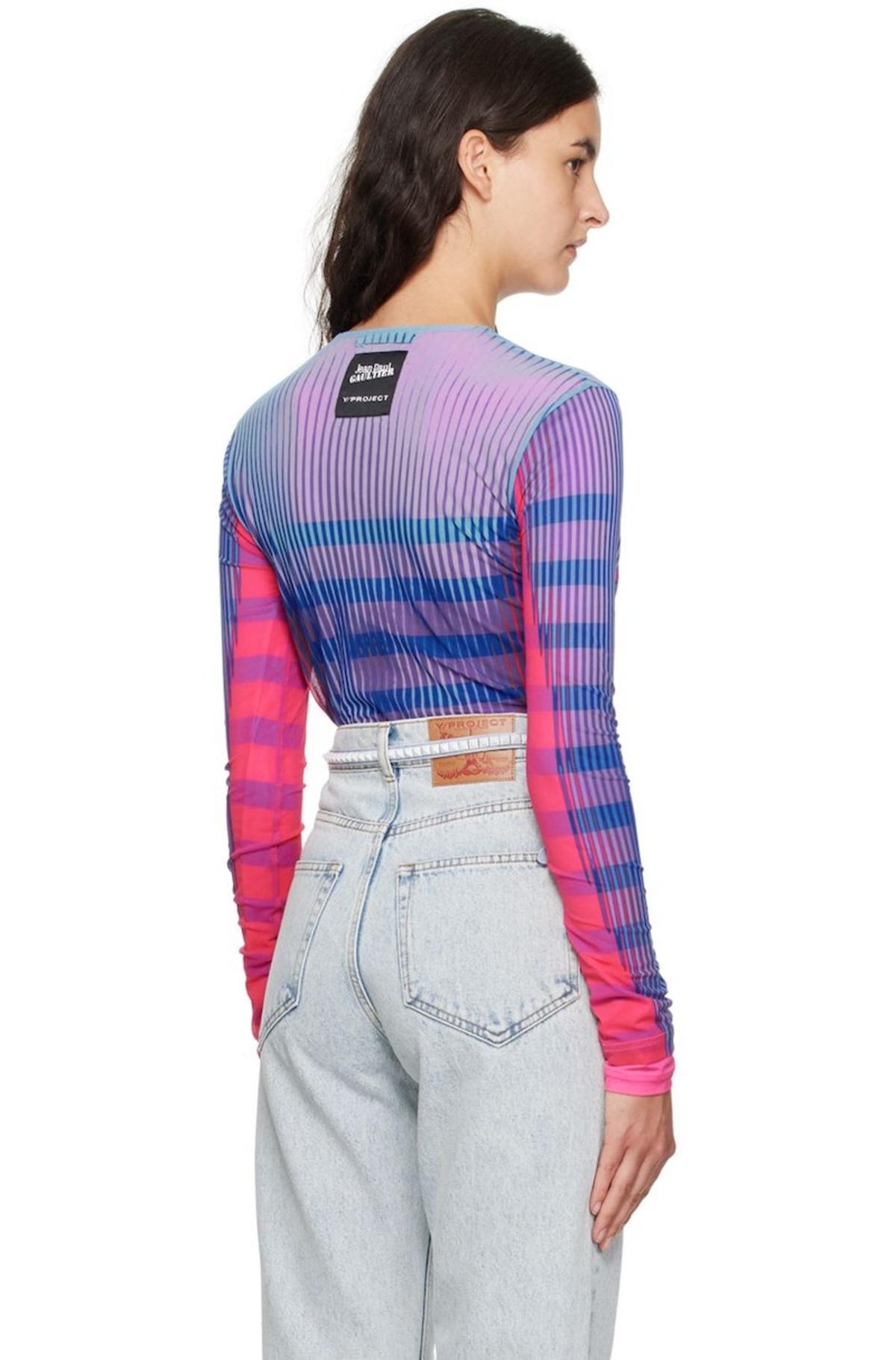 Y/project Pink & Blue Jean Paul Gaultier Edition Body Morph Bodysuit ...