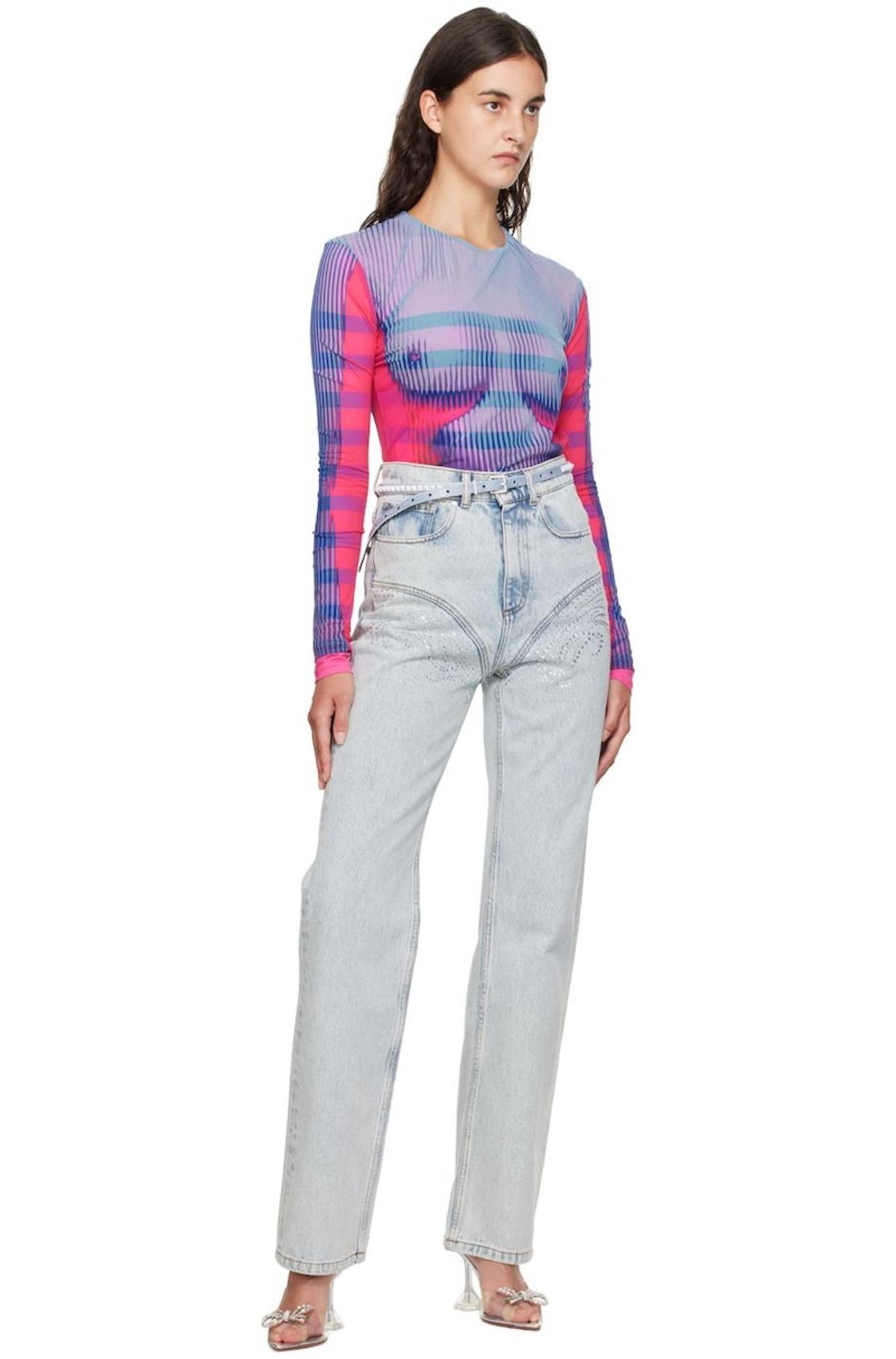Y/project Pink & Blue Jean Paul Gaultier Edition Body Morph Bodysuit ...