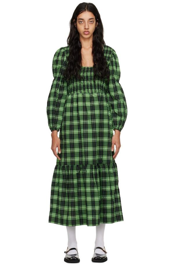 Ganni Check Midi Dress - Peapod | Garmentory