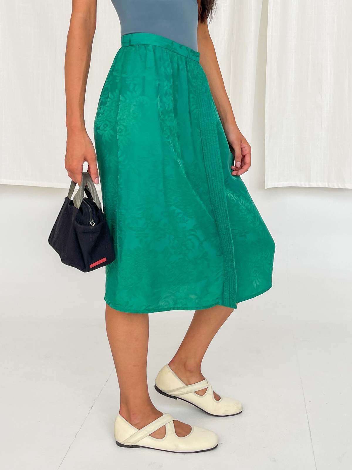 Silk Embossed Skirt - Jade | Garmentory