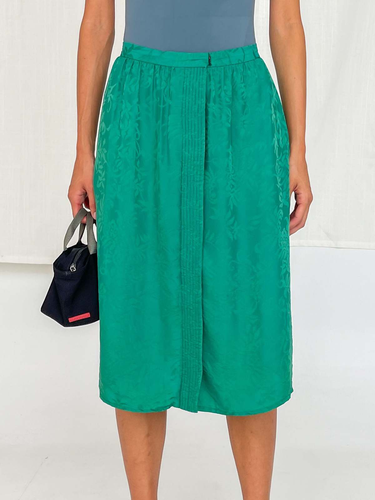 Silk Embossed Skirt - Jade | Garmentory