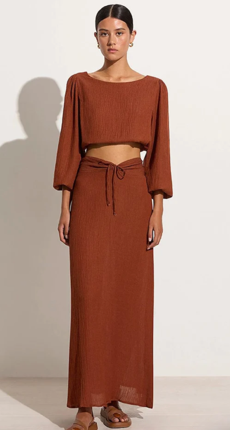Faithfull The Brand Leonardo Skirt - Cinnamon | Garmentory