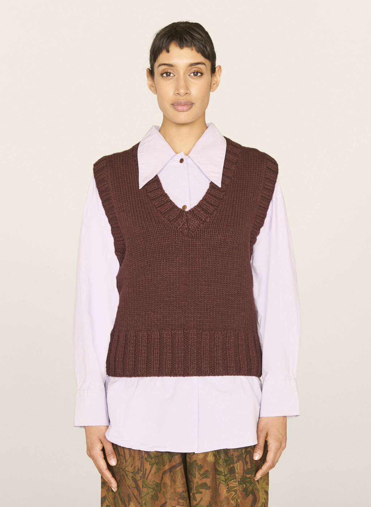 YMC Heidi Wolf Knit Vest - Brown | Garmentory