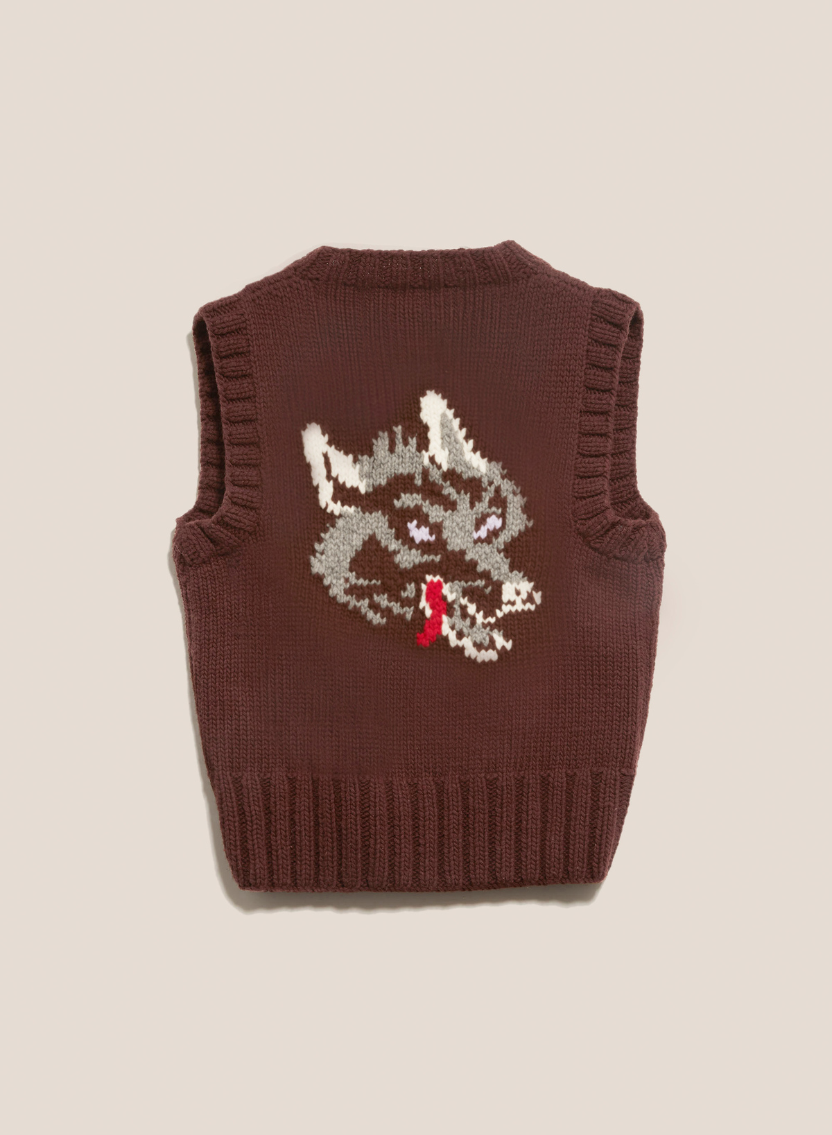 YMC Heidi Wolf Knit Vest - Brown | Garmentory