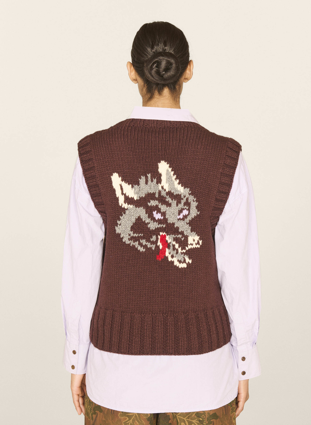 YMC Heidi Wolf Knit Vest - Brown | Garmentory