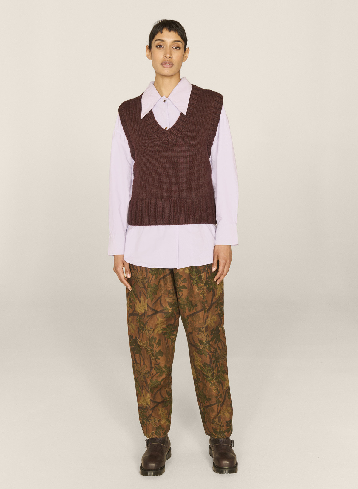 YMC Heidi Wolf Knit Vest - Brown | Garmentory